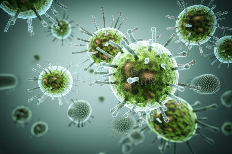 Microscopic Germs and Pathogens. 3d Render Stock Illustration ...