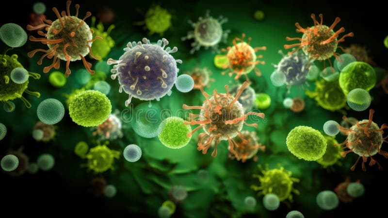 Microscopic Germs and Pathogens. 3d Render Stock Illustration ...