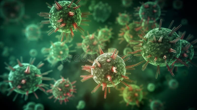 Microscopic Germs and Pathogens. 3d Render Stock Illustration ...