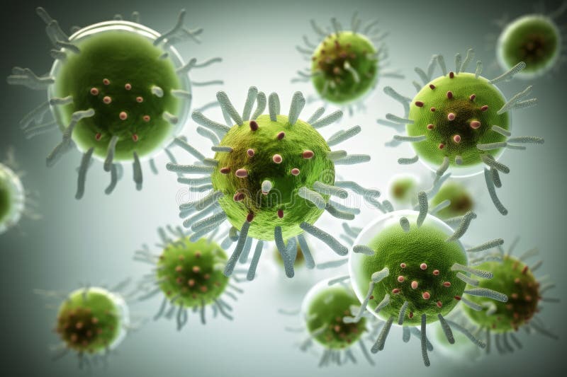 Microscopic Germs and Pathogens. 3d Render Stock Illustration ...