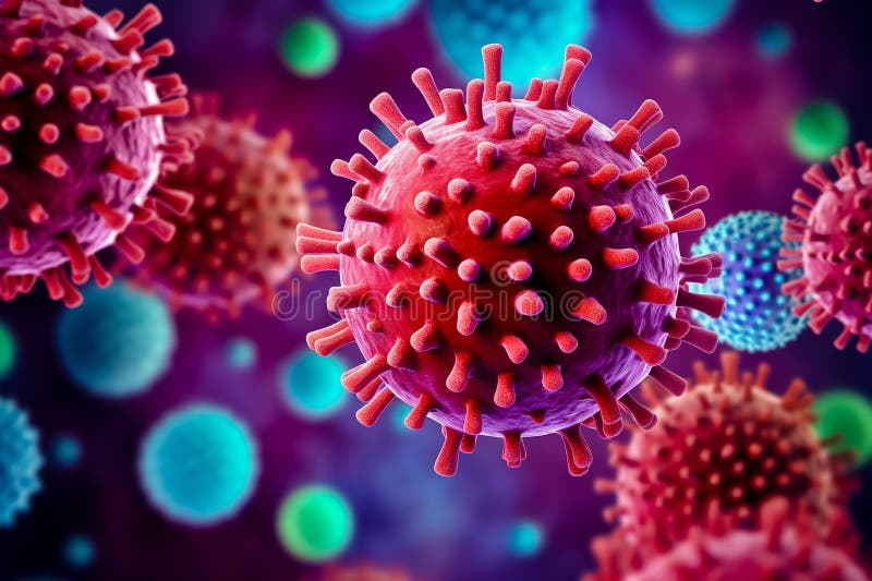 Microscopic Germs and Pathogens. 3d Render Stock Illustration ...