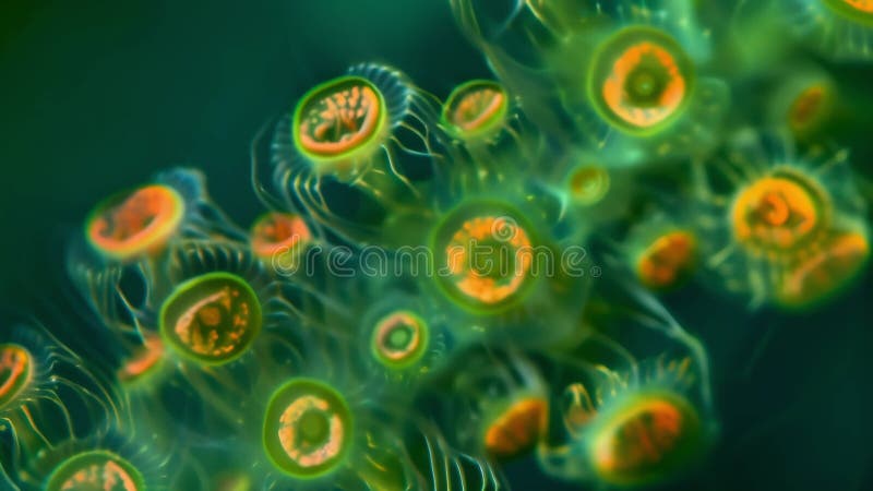 A Microscopic Glimpse of Translucent Green Plankton Highlighted with ...