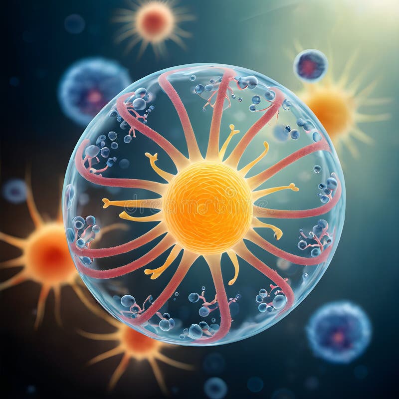 Microscopic Glowing Cell Structure Stock Photo - Image of biotech ...