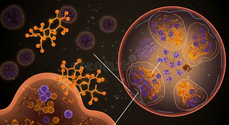 Microscopic Illustration Depicting Cellular Activity. the Image Shows ...
