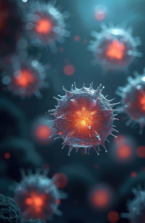 Microscopic Illustration Shows Cells Elements Floating in Transparent ...