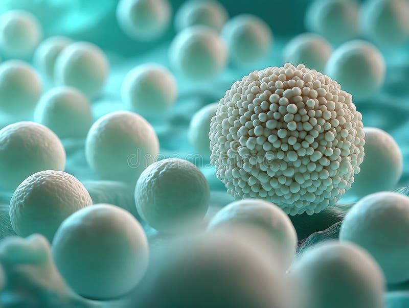 Microscopic Illustration of Virus Amidst Cells. Virus Particle Displays ...