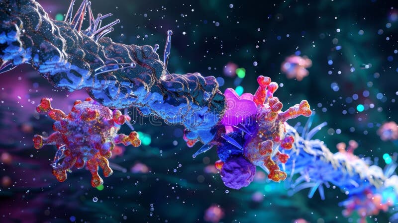 Microscopic Image of a B Cell Receptor Engaging with an Antigen on the ...