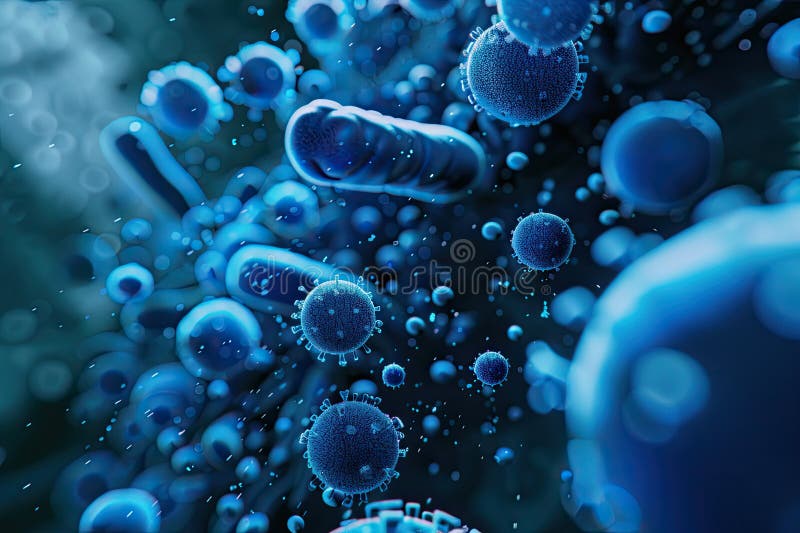 Microscopic Image of a Bacteria with Blue Color Stock Illustration ...