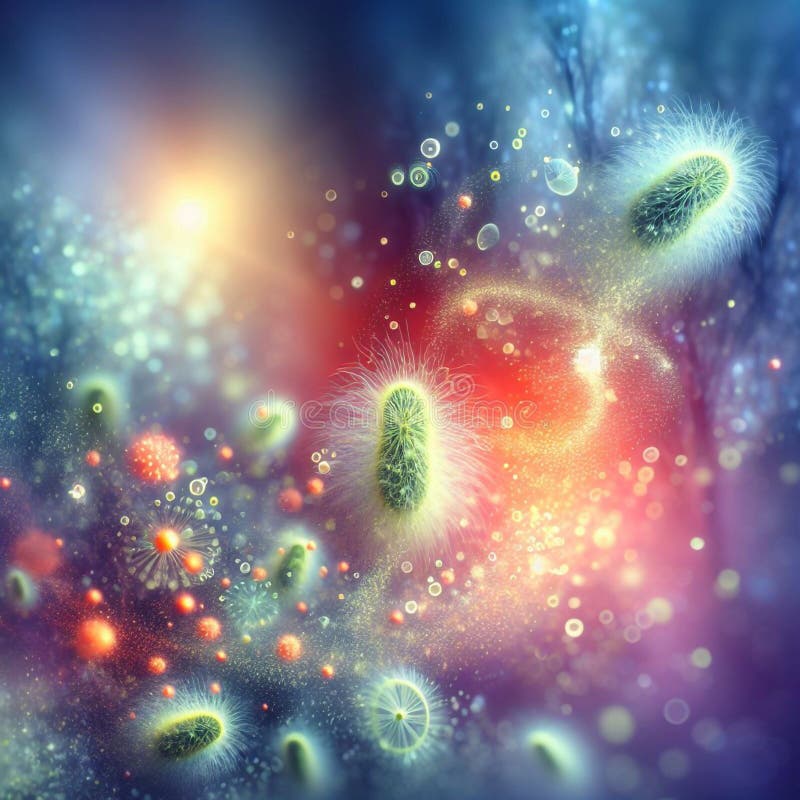 A Microscopic Image of Bacteria and Microorganisms in a Swirling ...