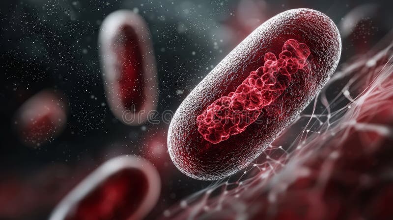 Microscopic Image of Bacteria with Visible DNA Strands Stock ...