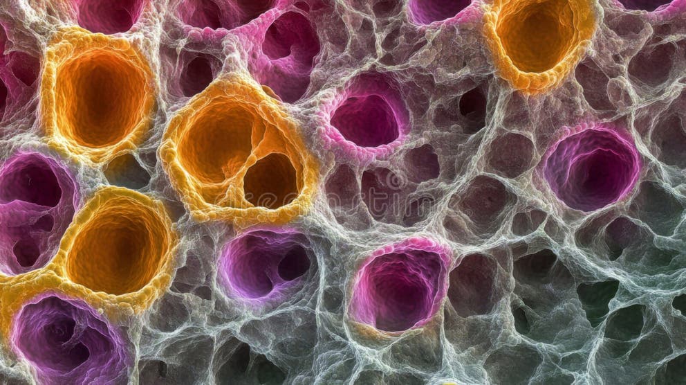Microscopic Image of Cellular Structures with Pores Stock Illustration ...