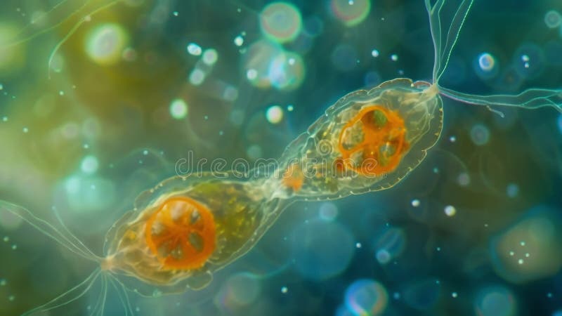 A Microscopic Image of a Ciliate Undergoing Binary Fission Splitting ...