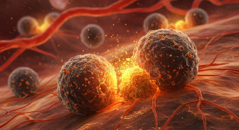 Microscopic View of Cancer Cell Destruction: Innovative Treatment ...