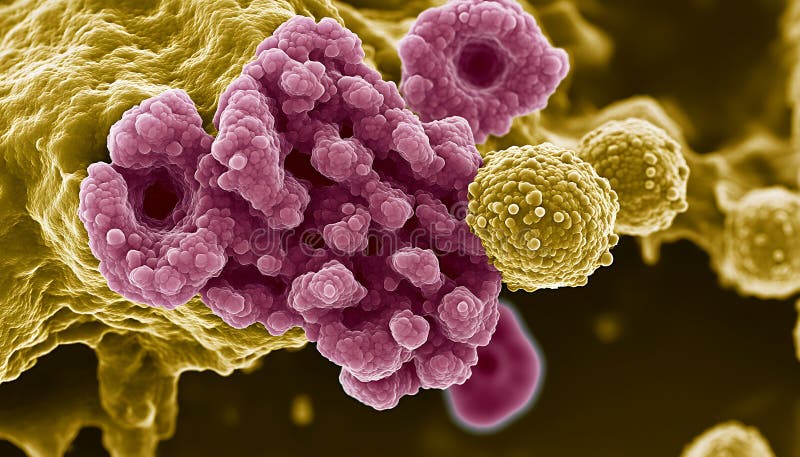 Microscopic Image of Multiple Cells in Different Colors Stock Image ...