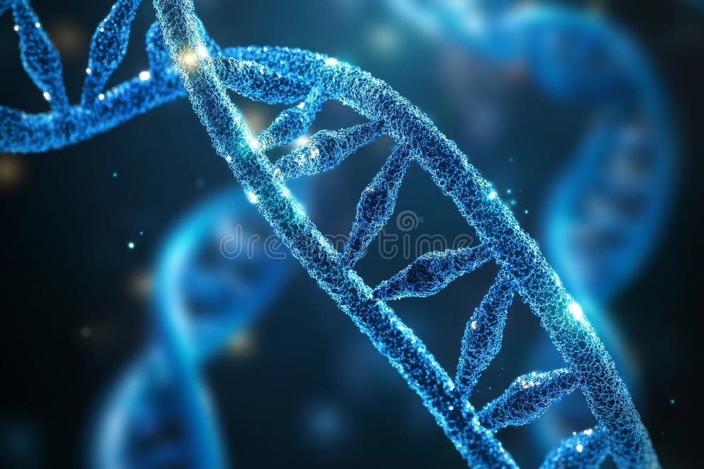 The Microscopic Image Reveals Two Strands of DNA Twisted into a Helical ...