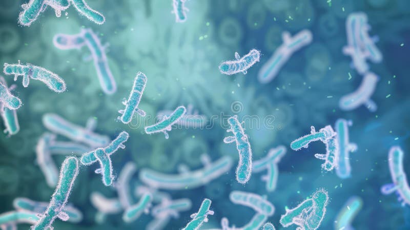 Microscopic Image of Rod-Shaped Bacteria in Blue Background Stock Photo ...