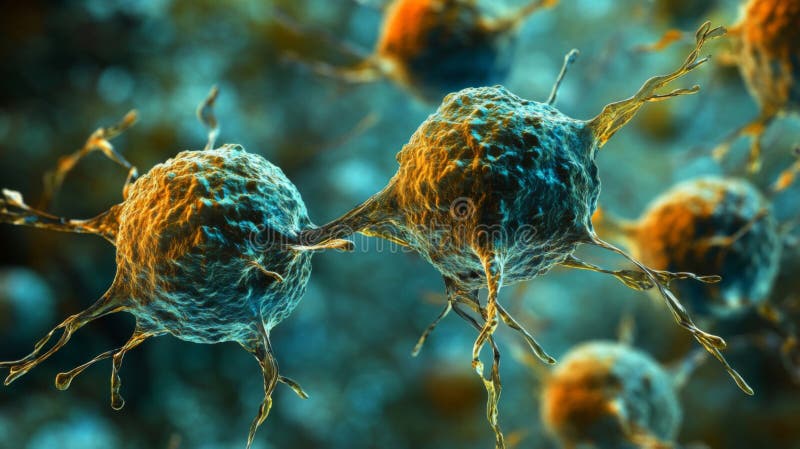 Microscopic Image Showing Two Dividing Cancer Cells Stock Illustration ...