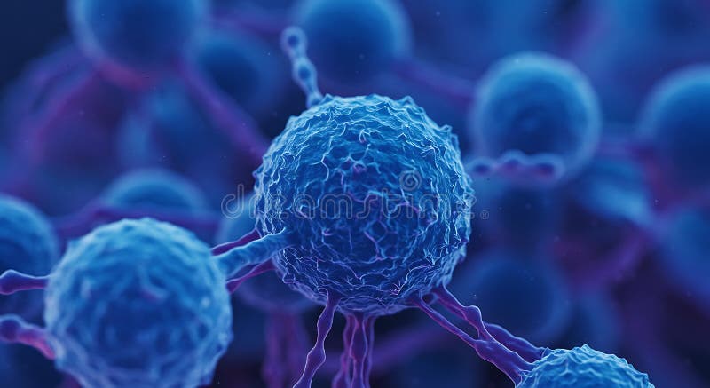 Microscopic Image of Spherical Structures Resembling Cells, Depicted in ...