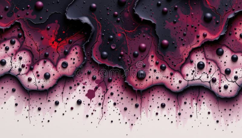 Microscopic Ink Blots Expanding Over Foam Like Texture, Navy Burgundy ...