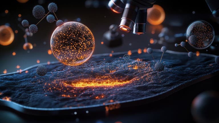 Microscopic Insights into Nanomaterials Visualizing Intricacies in a High-tech Science Lab ...