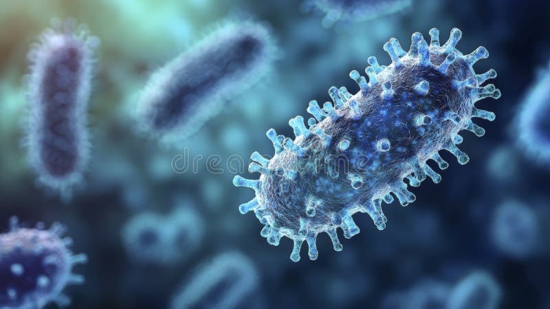 Microscopic Labeled Bacteria in Colorful Field Stock Illustration ...