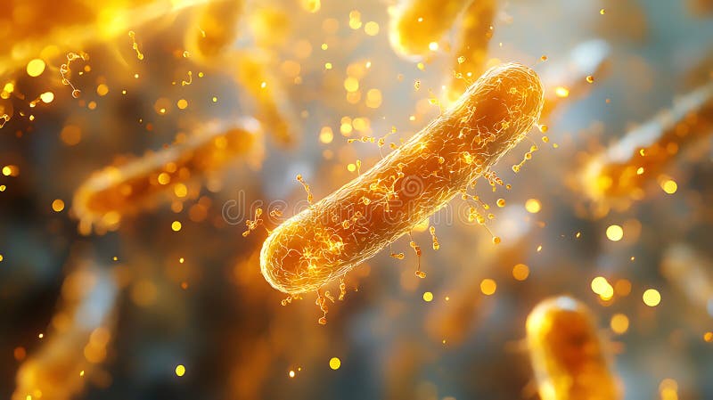 Microscopic Lactic Acid Bacteria Glowing with Soft Light in Vibrant ...