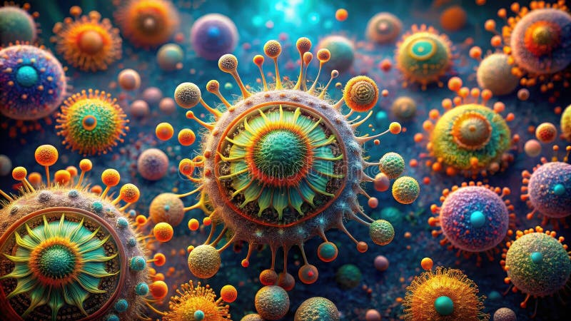 Microscopic Lifeforms a Colorful Depiction of Cellular Structures and ...