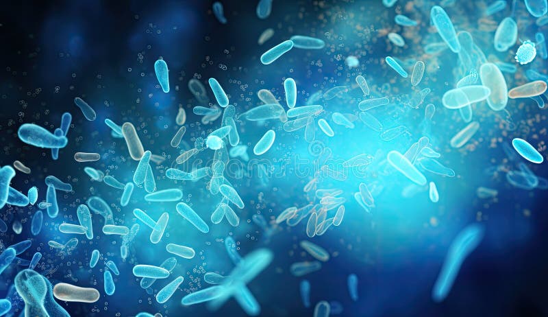 Microscopic Lllustration of Rod-Shaped Bacteria on Teal Background for ...