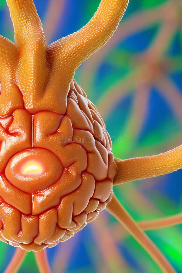 Abstract Brain Cells and Synaptic Networks, Glowing in the Microscope ...