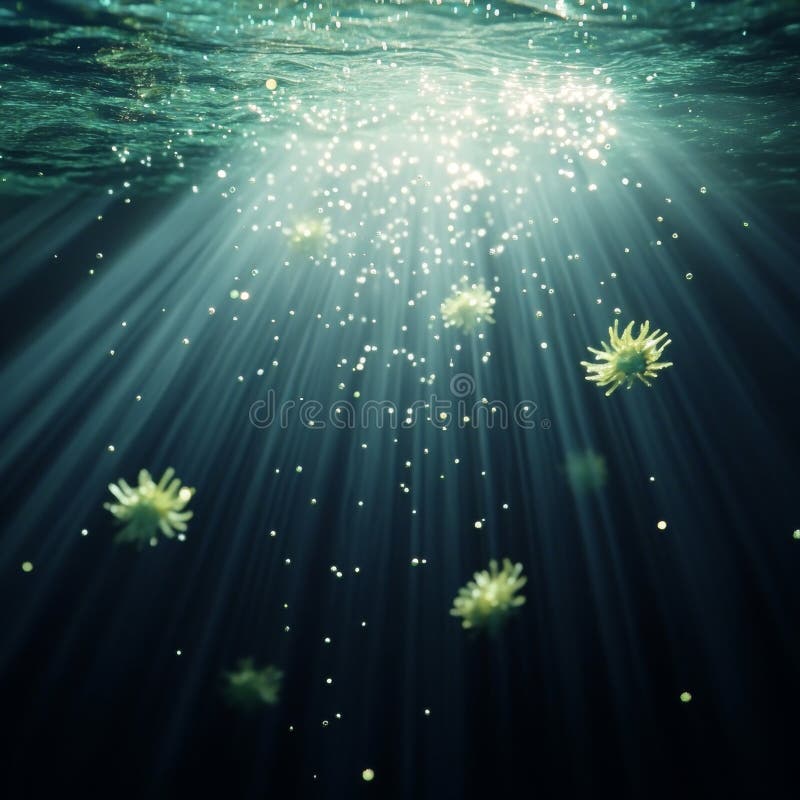 A Microscopic Look at Viruses and Bacteria in a Liquid Solution Stock ...