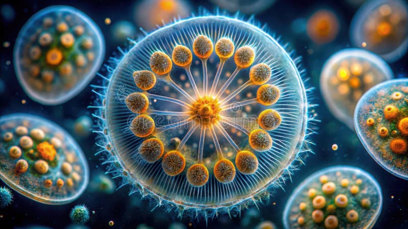 Microscopic Marine Life a Symphony of Bioluminescent Organisms in an ...