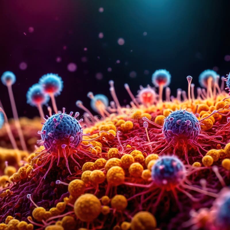 Microscopic Medical Scientific Illustration of Bacteria Virus and Other ...