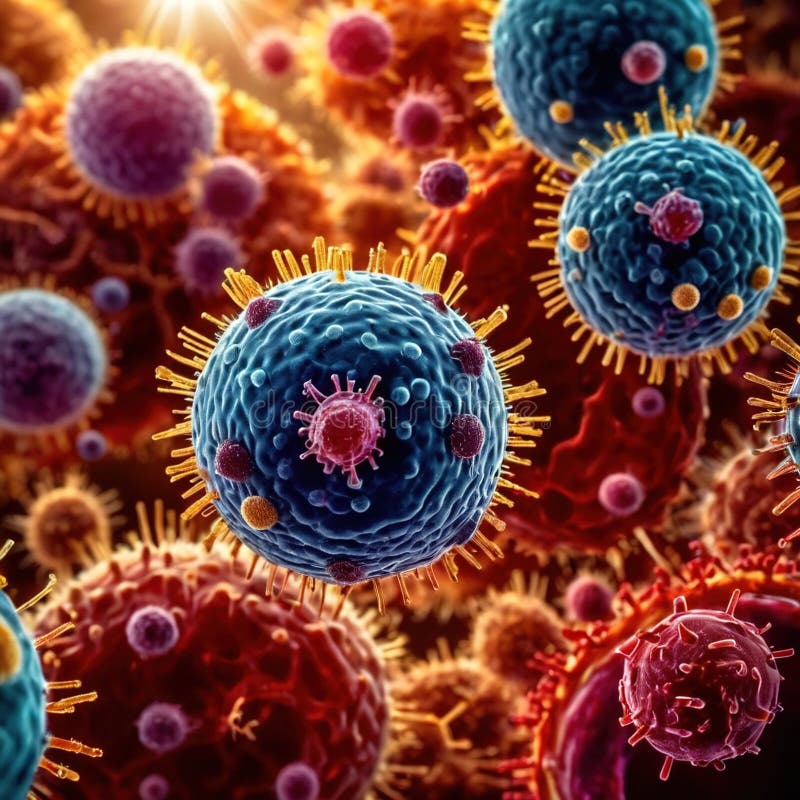 Microscopic Medical Scientific Illustration of Bacteria Virus and Other ...