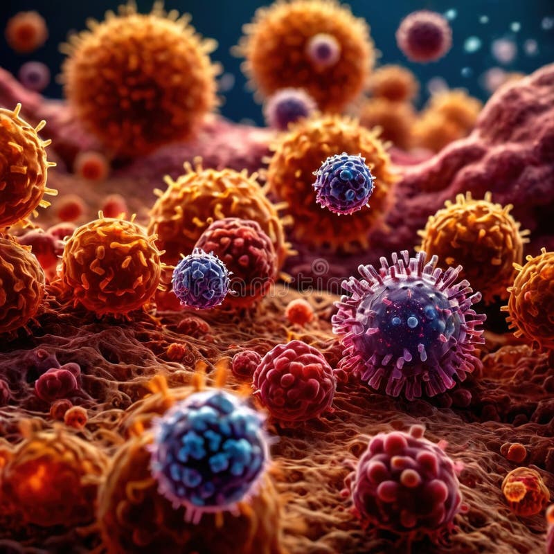 Microscopic Medical Scientific Illustration of Bacteria Virus and Other ...