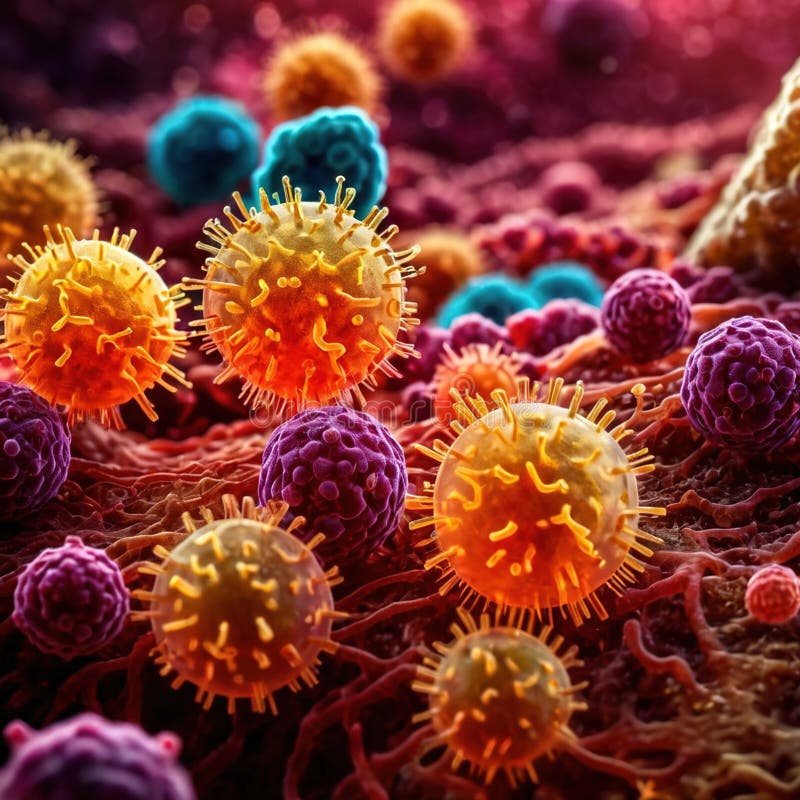 Microscopic Medical Scientific Illustration of Bacteria Virus and Other ...