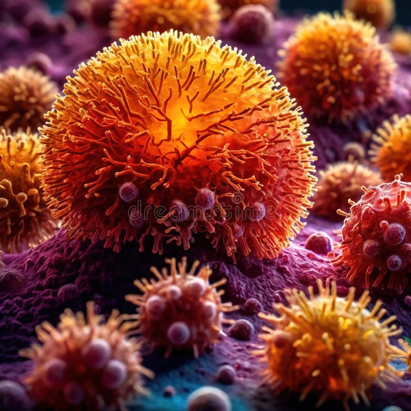 Microscopic Medical Scientific Illustration of Bacteria Virus and Other ...