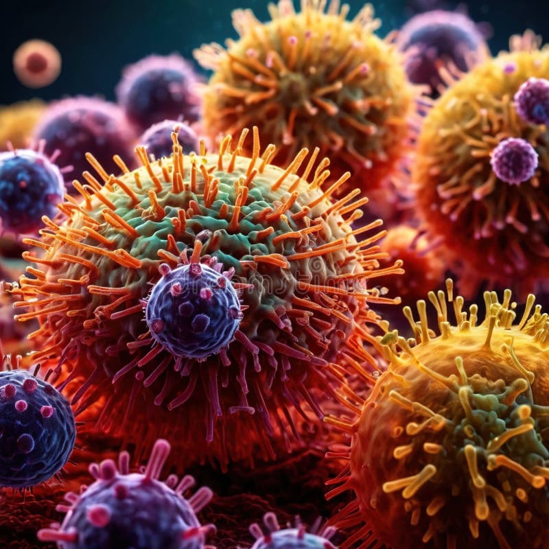 Microscopic Medical Scientific Illustration of Bacteria Virus and Other ...