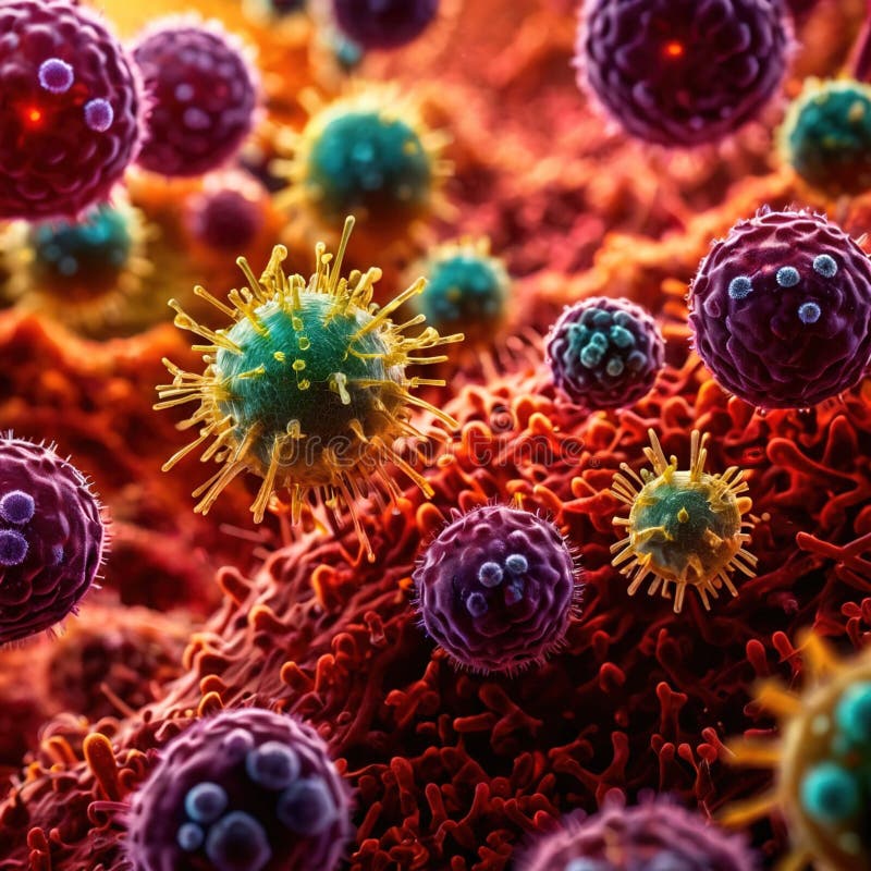 Microscopic Medical Scientific Illustration of Bacteria Virus and Other ...