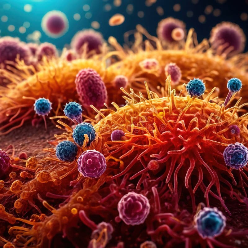 Microscopic Medical Scientific Illustration of Bacteria Virus and Other ...