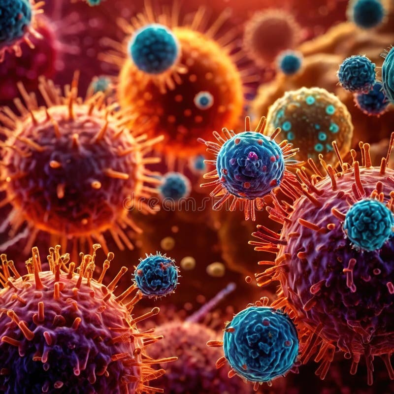 Microscopic Medical Scientific Illustration of Bacteria Virus and Other ...