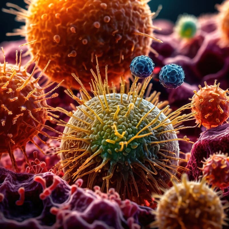 Microscopic Medical Scientific Illustration of Bacteria Virus and Other ...