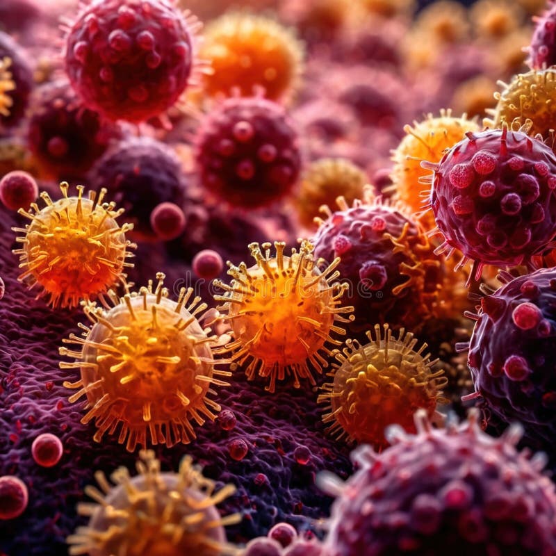 Microscopic Medical Scientific Illustration of Bacteria Virus and Other ...