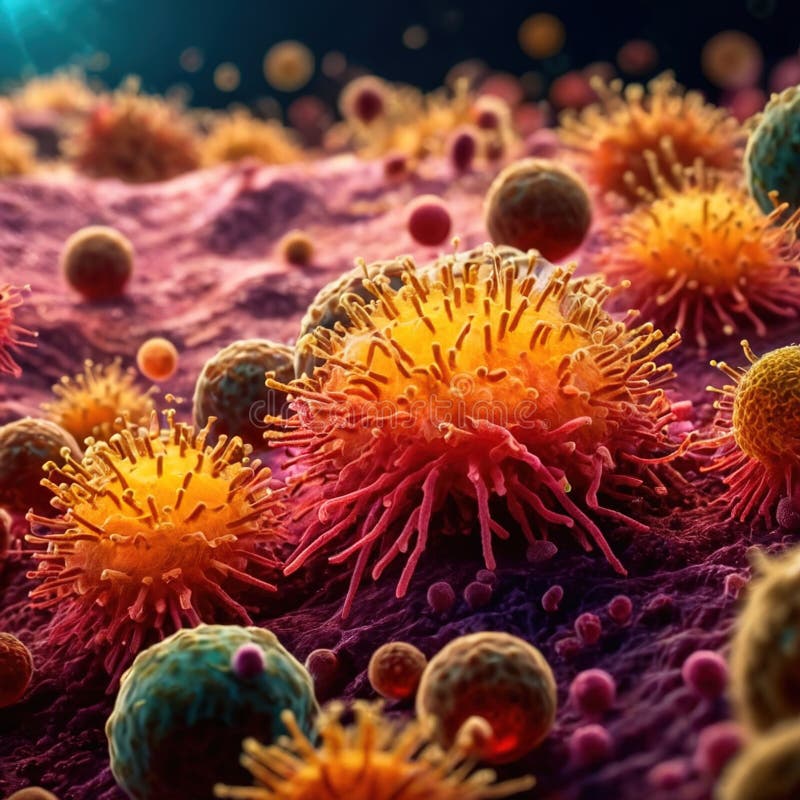 Microscopic Medical Scientific Illustration of Bacteria Virus and Other ...