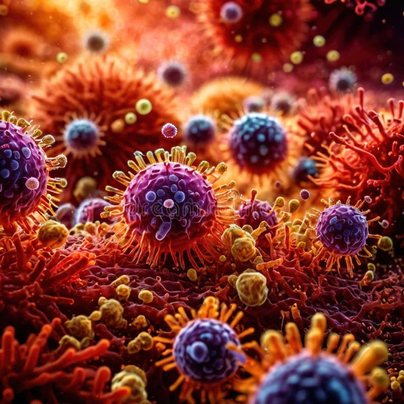 Microscopic Medical Scientific Illustration of Bacteria Virus and Other ...