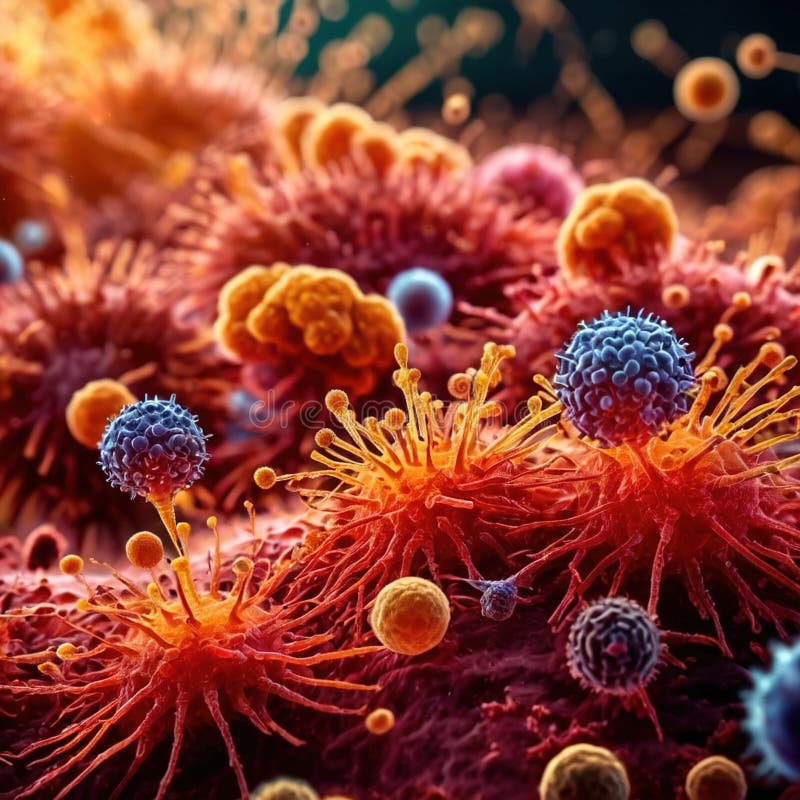 Microscopic Medical Scientific Illustration of Bacteria Virus and Other ...