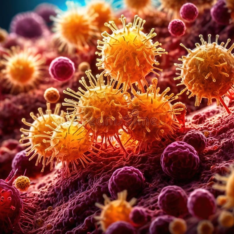 Microscopic Medical Scientific Illustration of Bacteria Virus and Other ...