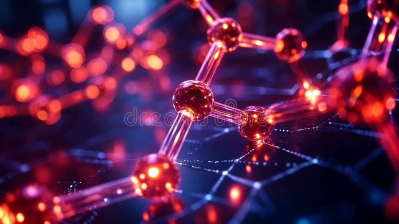 Microscopic Molecular Structure Red and Blue Illuminated Atoms Stock Video - Video of artistic ...