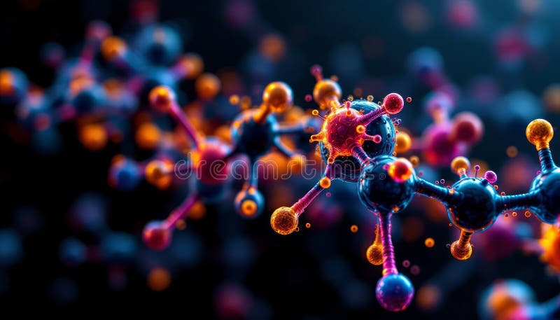 Microscopic Molecular Structure Vibrant Colors Atomic Bonds Detailed 3D ...