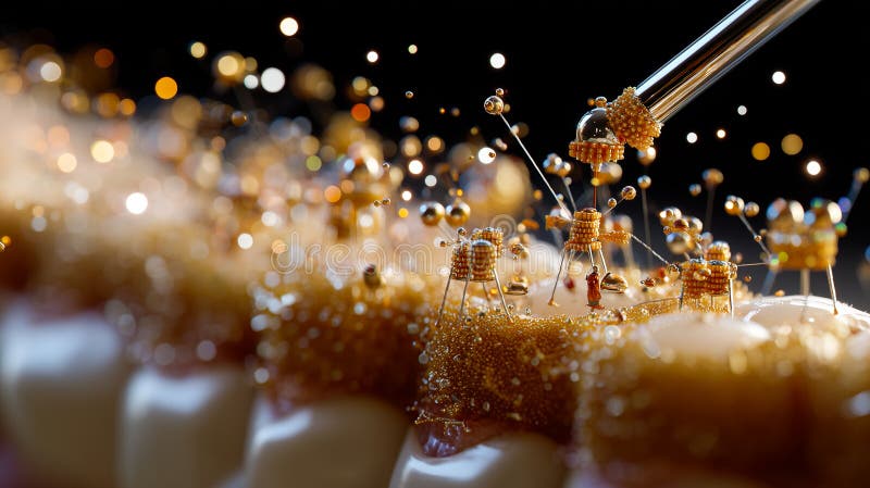 Microscopic Nanobots Meticulously Cleaning Plaque from a Human Tooth ...