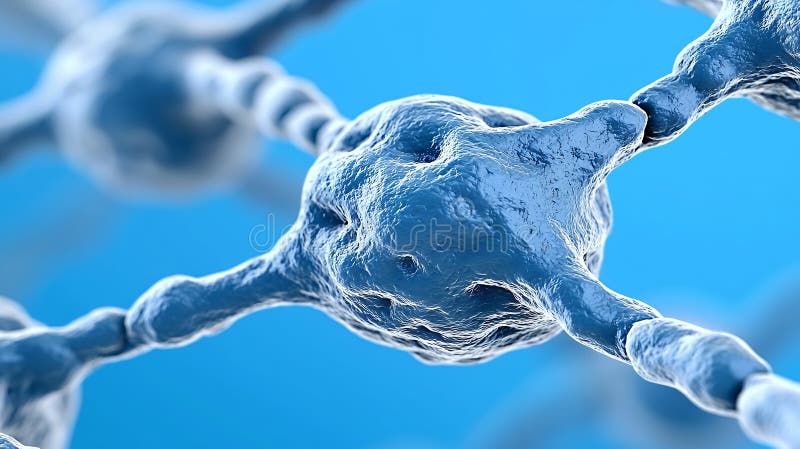 Microscopic Neural Network Detailed 3D Render of Light Blue Nodes and ...